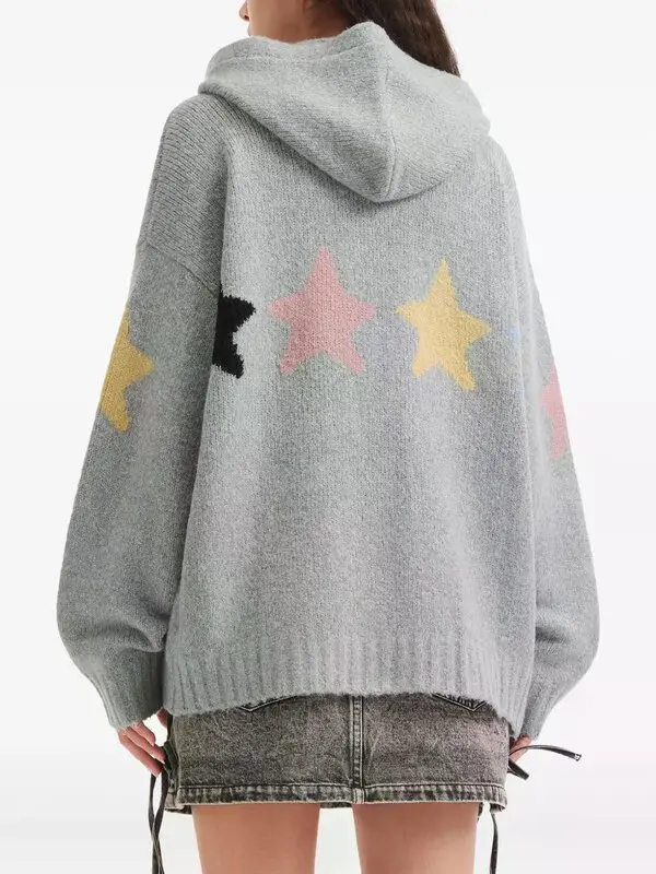 MINI CREAM Star Motif Hooded Cardigan