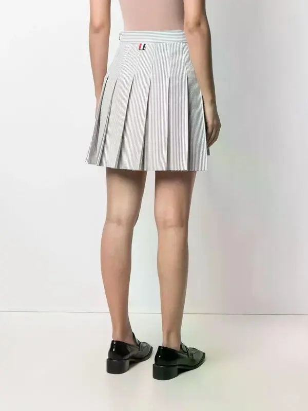 Thom Browne Pinstriped Pleated Mini Skirt - Grey