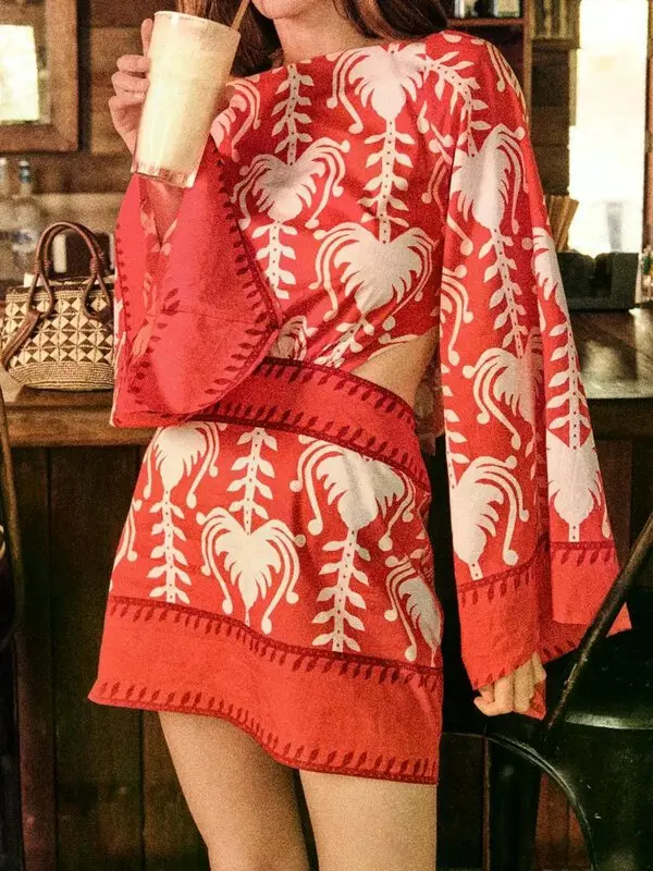 Johanna Ortiz Words Of Wisdom Printed Dress - Red