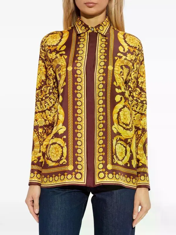 Versace Floral-print Silk Blouse