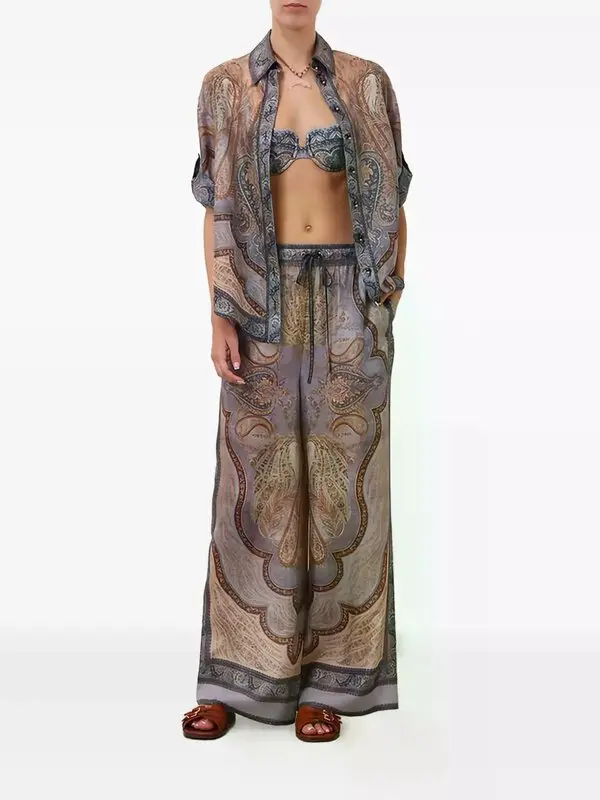 Zimmermann Wanderlust Drawstring-waist Trousers - Blue