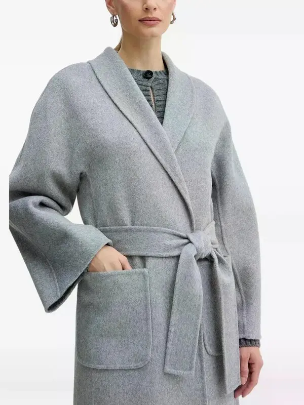 Luisa Spagnoli Belted Knee-length Coat - Grey