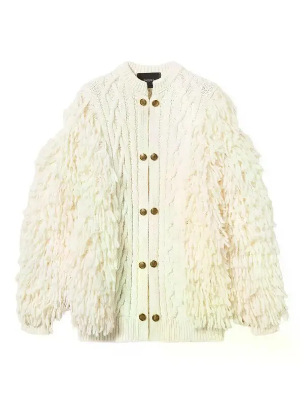 TWINSET Cable-knit Fringed Cardigan