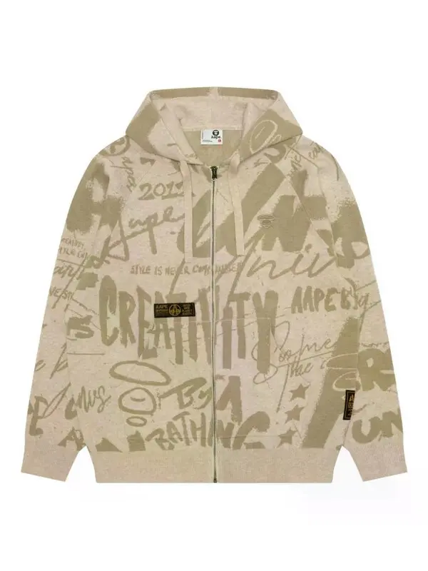 AAPE BY *A BATHING APE Graphic Print Zip-up Hoodie