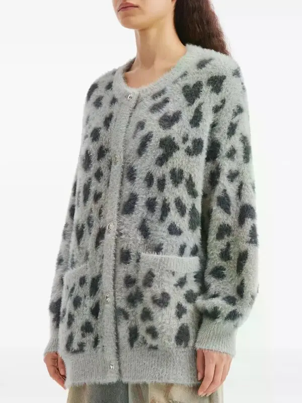 TOUT A COUP Animal-pattern Cardigan With Pockets - Grey