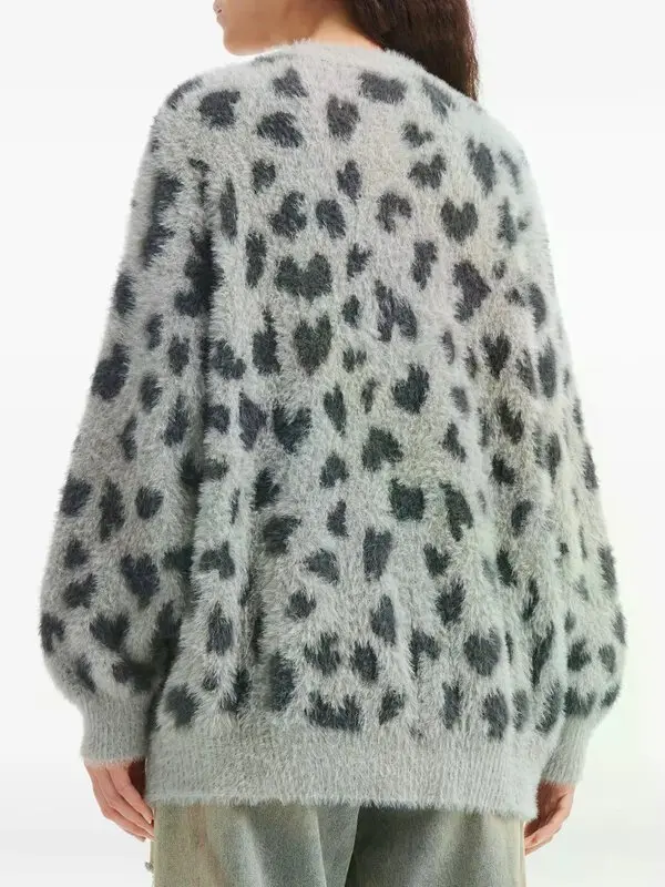 TOUT A COUP Animal-pattern Cardigan With Pockets - Grey