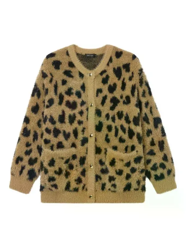 TOUT A COUP Button-fastening Leopard-pattern Cardigan