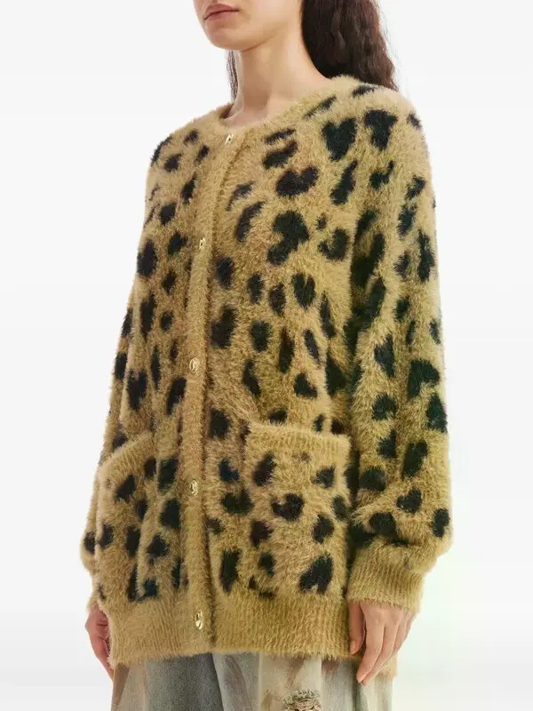 TOUT A COUP Button-fastening Leopard-pattern Cardigan