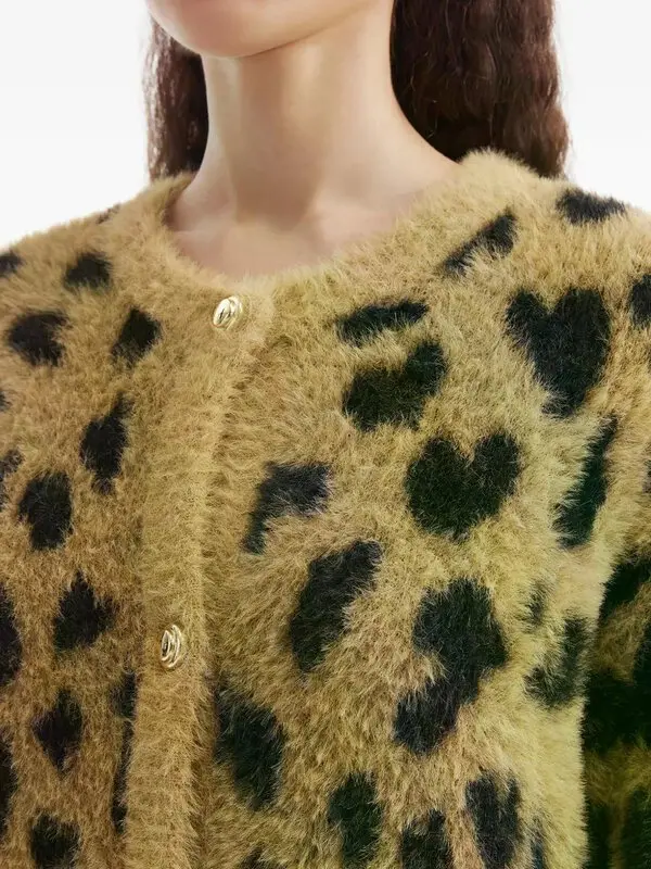 TOUT A COUP Button-fastening Leopard-pattern Cardigan