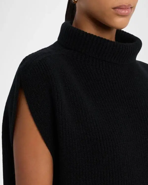 OH MY GOAT Cashmere Rib Knit Funnel-neck Vest - Nero