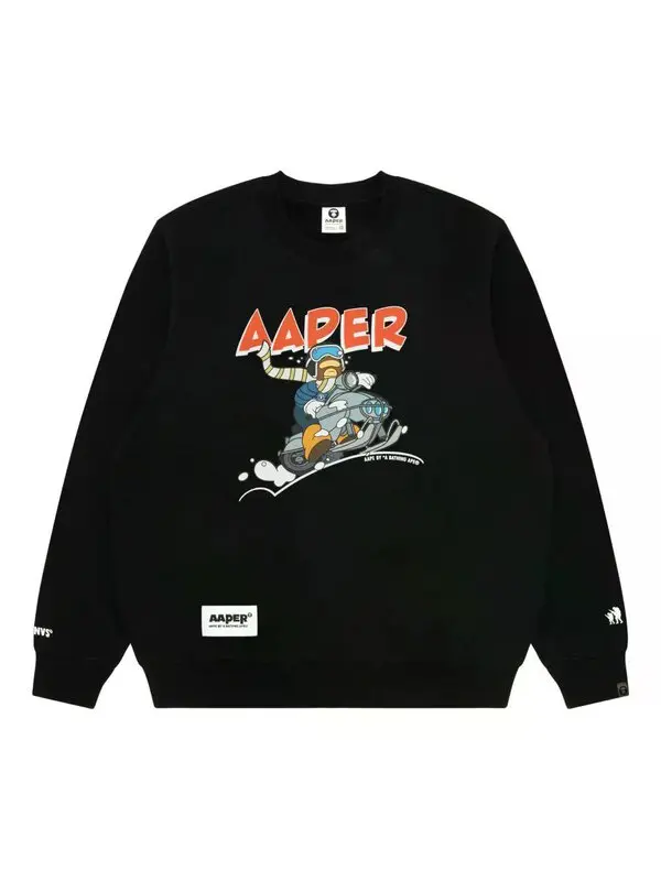 AAPE BY *A BATHING APE Graphic-print Crew-neck Sweatshirt - Black