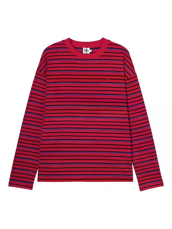 B+AB Striped Embroidered T-shirt - Red