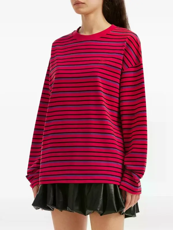 B+AB Striped Embroidered T-shirt - Red