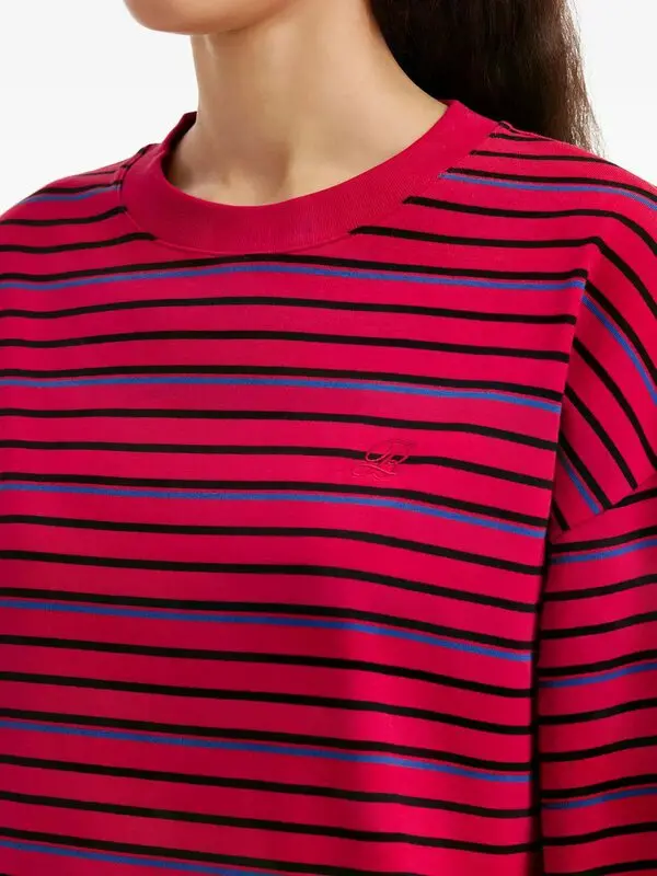 B+AB Striped Embroidered T-shirt - Red