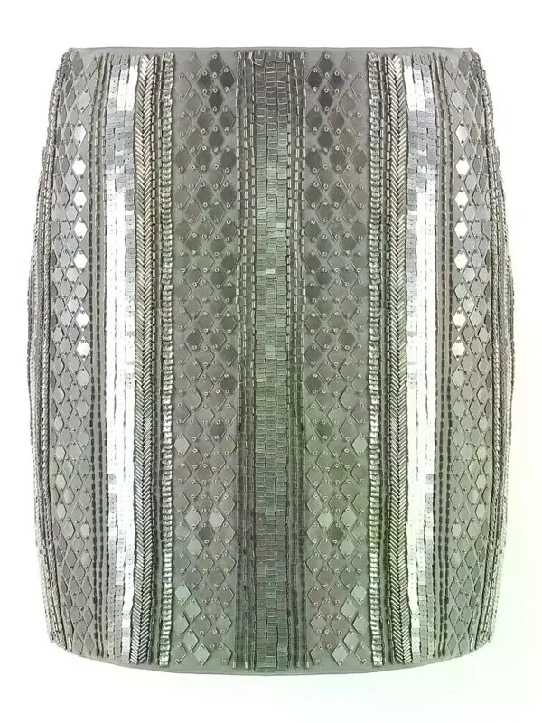 Alberta Ferretti Beaded-embellishment Mini Skirt - Silver