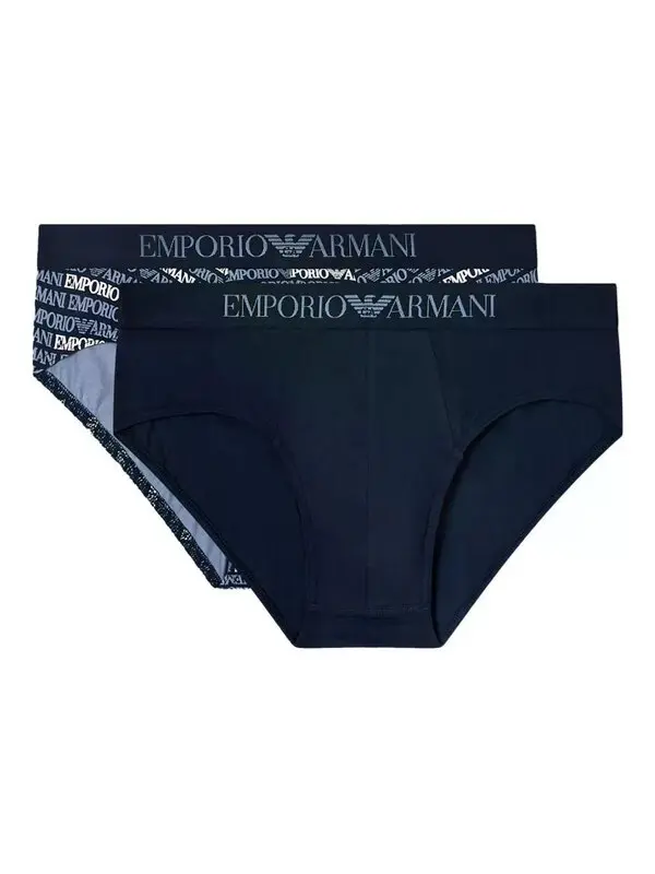 Emporio Armani Logo Elastic Briefs - Blue