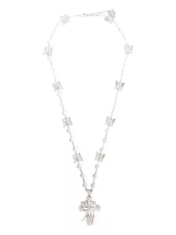 Blumarine Butterfly Beaded Necklace - Silver