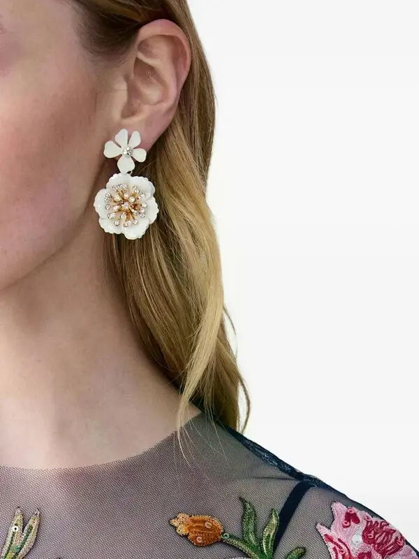 Carolina Herrera Floral Dangle Earrings - Gold