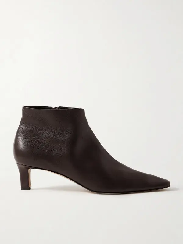 THE ROW Carla Leather Ankle Boots - Brown