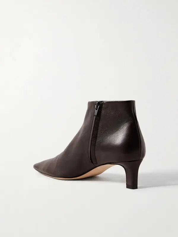 THE ROW Carla Leather Ankle Boots - Brown