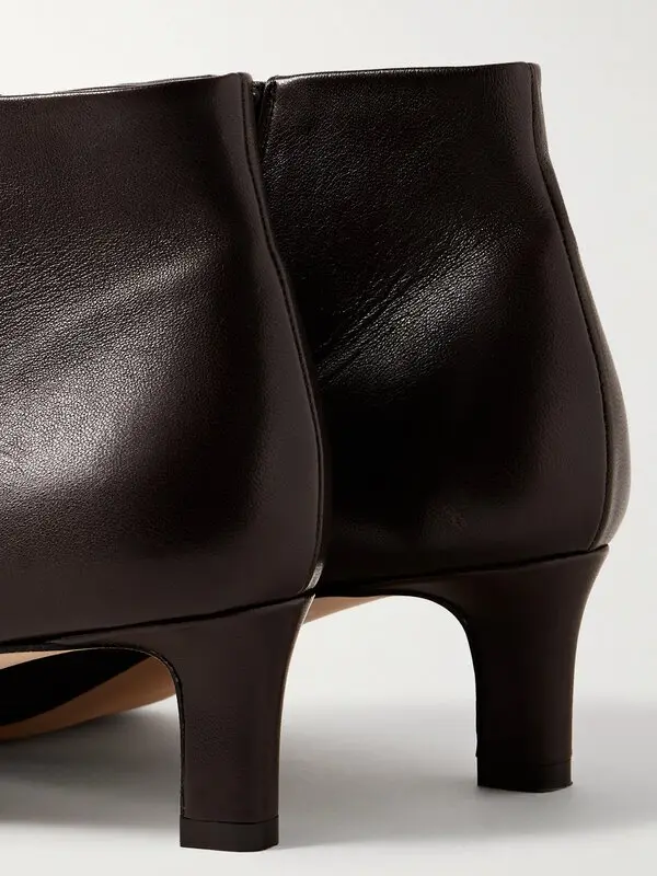 THE ROW Carla Leather Ankle Boots - Brown