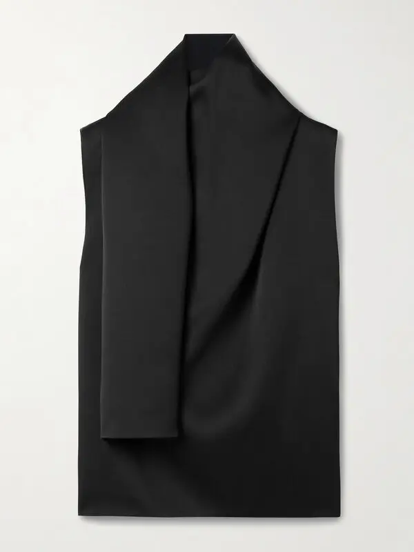 Khaite Loe Draped Satin-crepe Blouse - Black
