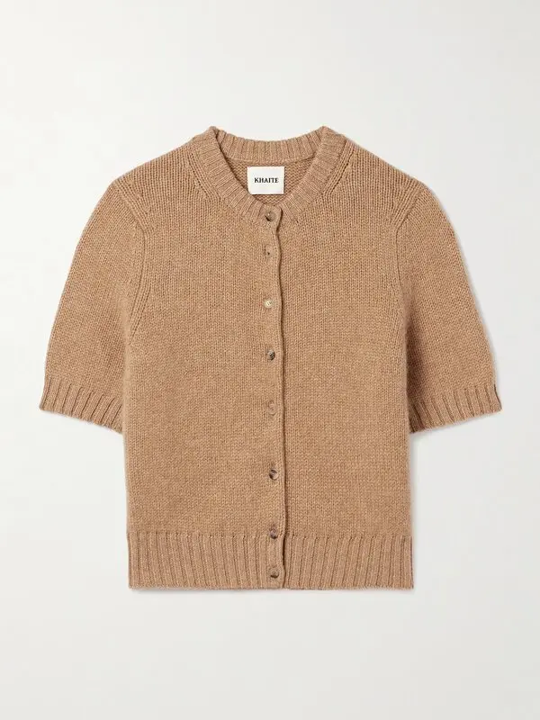 Khaite Nora Cropped Cashmere-blend Cardigan - Brown