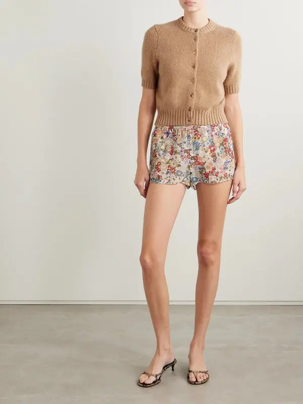 Khaite Nora Cropped Cashmere-blend Cardigan - Brown