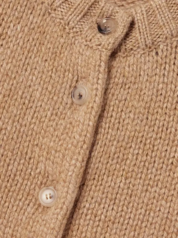 Khaite Nora Cropped Cashmere-blend Cardigan - Brown