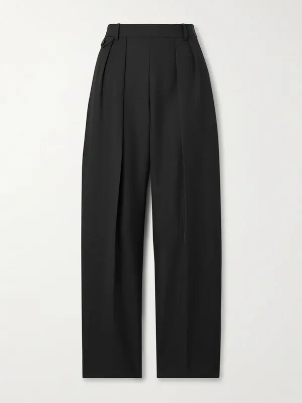 Khaite Dugan Pleated Wool Tapered Trousers