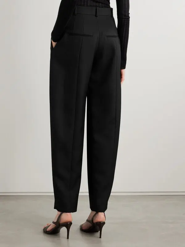Khaite Dugan Pleated Wool Tapered Trousers