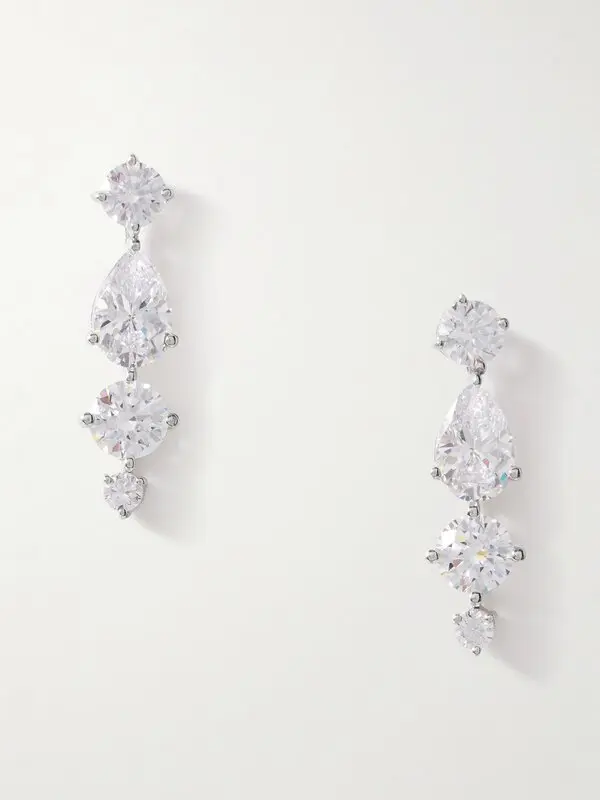 Completedworks Rhodium-plated Recycled Zirconia Drop Earrings - Silver