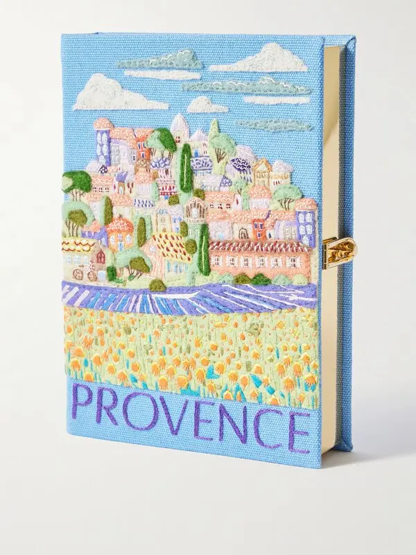 OLYMPIA LE-TAN Provence Embroidered Appliquéd Canvas Clutch