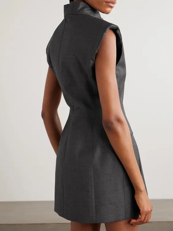 Givenchy Frayed Wool-twill Mini Dress - Gray