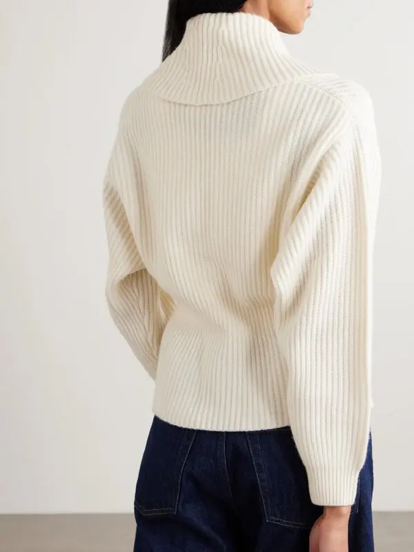 LISA YANG Alessandra Ribbed Cashmere Cardigan - Neutrals