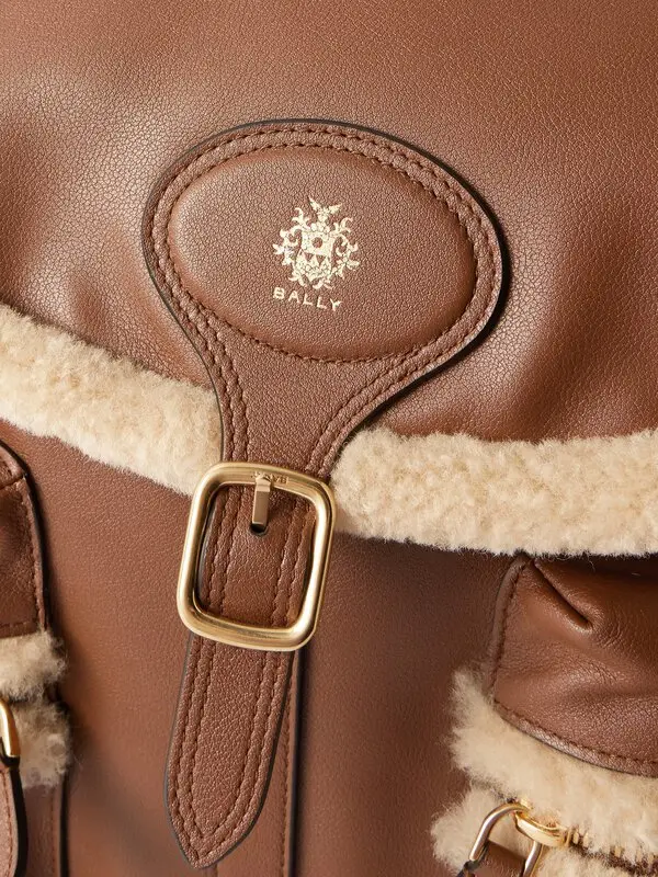 Bally Shearling-trimmed Leather Backpack