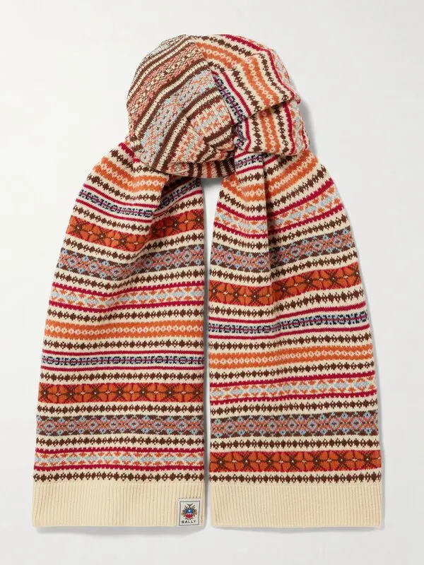 Bally Fair Isle Wool Scarf - Yellow