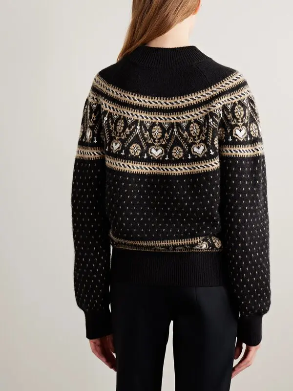 Khaite Guy Fair Isle Cashmere Sweater - Black