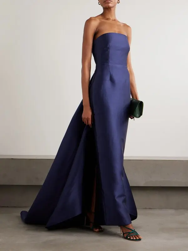 Solace London Imani Strapless Pleated Twill Gown