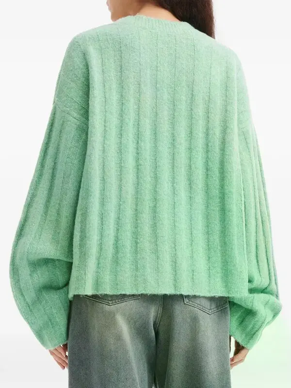TOUT A COUP V-neck Ribbed Sweater - Green
