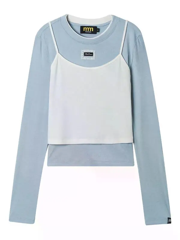 MINI CREAM Lace-trim Long-sleeve T-shirt
