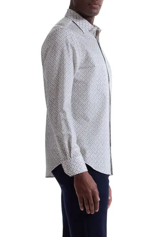 Bugatchi Julian Shaped Fit Geo Print Button-up Shirt - Chalk