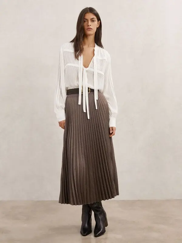 REISS Kember Pleated Midi Skirt