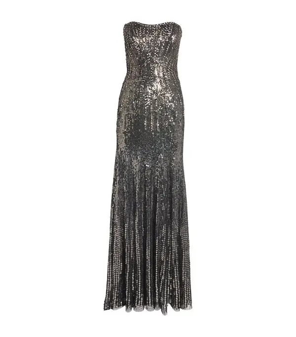 Jenny Packham Sequinned Lior Gown - Silver