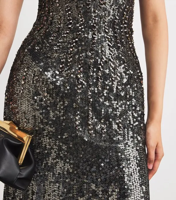 Jenny Packham Sequinned Lior Gown - Silver