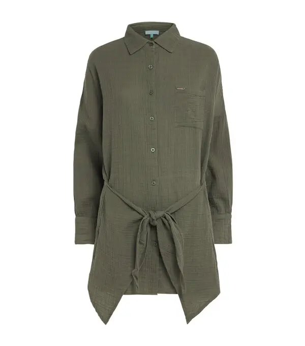 Melissa Odabash Cotton Sara Mini Shirt Dress - Green