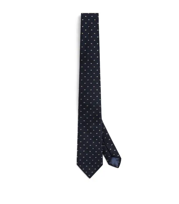 Emporio Armani Silk-wool Jacquard Tie - Blue