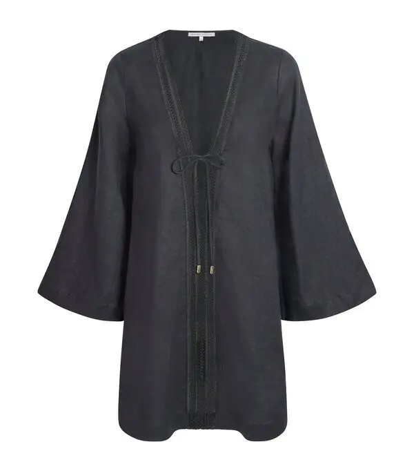 Heidi Klein Linen Meteora Mini Kaftan - Black