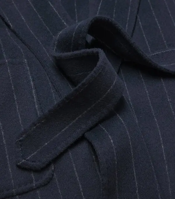 WOLK MORAIS Cashmere Pinstripe Tie-waist Cape Coat - Navy