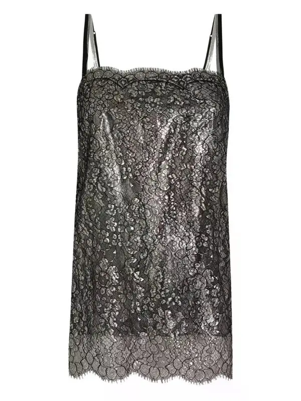 Dolce & Gabbana Lamé Lace Top - Black